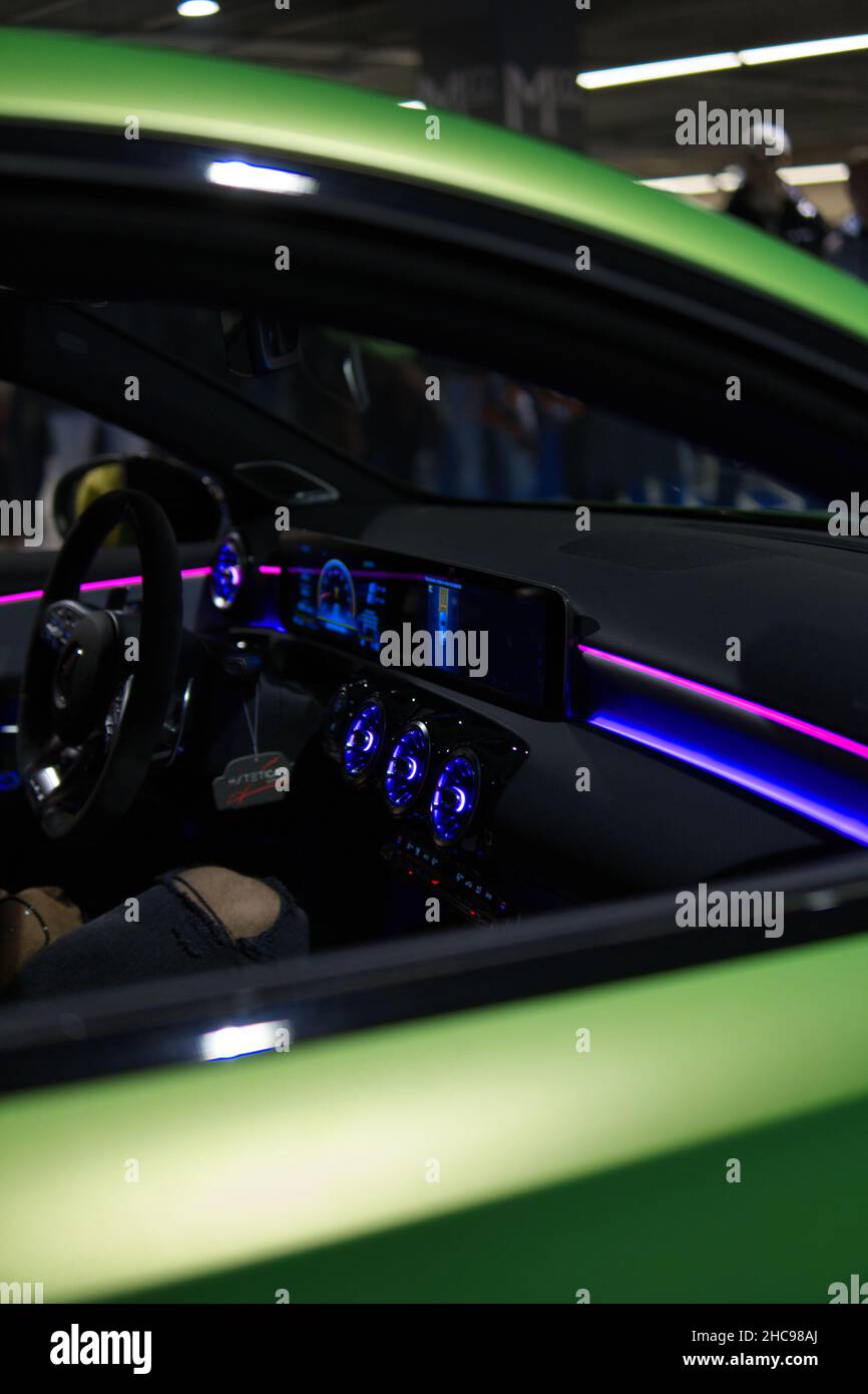 Interior of a green Mercedes A45S AMG Stock Photo - Alamy