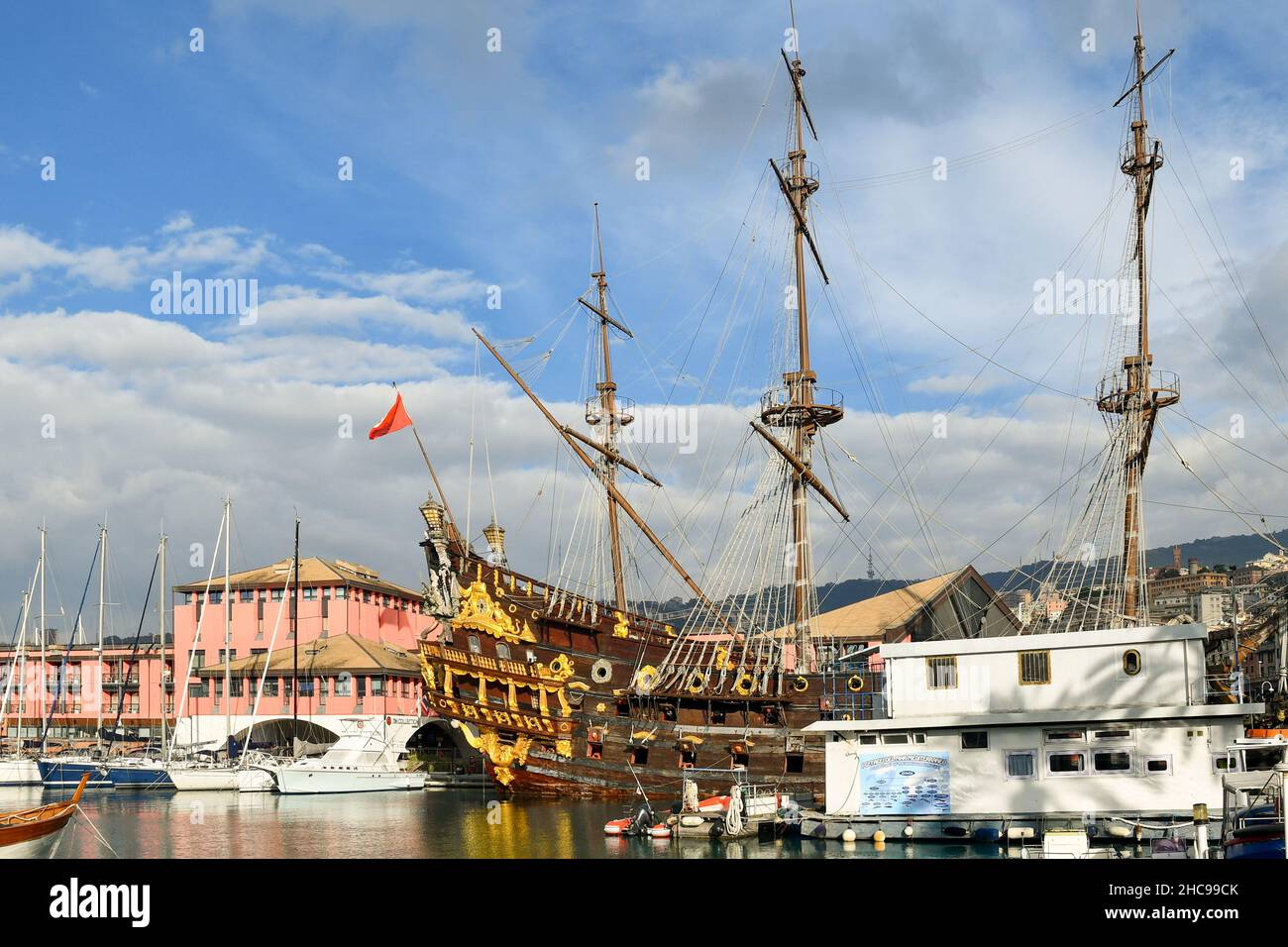 Old Port with the Galleon Neptune, faithful reconstruction of a Spanish ...