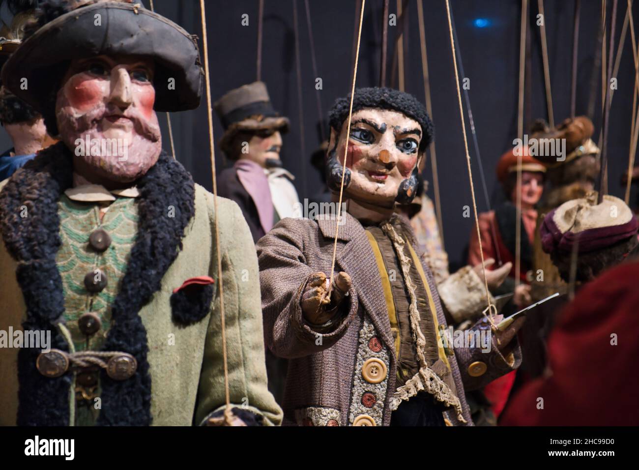 Complex puppets scene with many puppets Stock Photo - Alamy