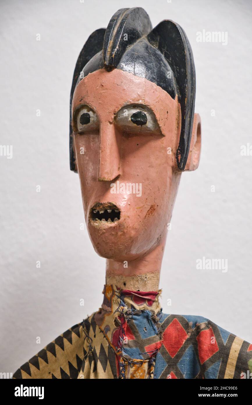 Close up of the face of an unpleasant puppet at the Puppets Museum in ...