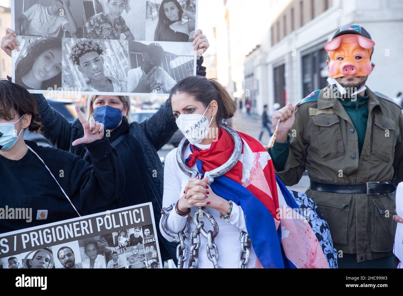 Rome, Italy. 22nd Dec, 2021. Flashmob organized by a group of Cubans ...