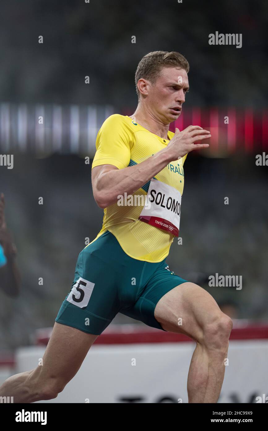 Steven Solomon participating in the semi-final of the 400 meters of the ...