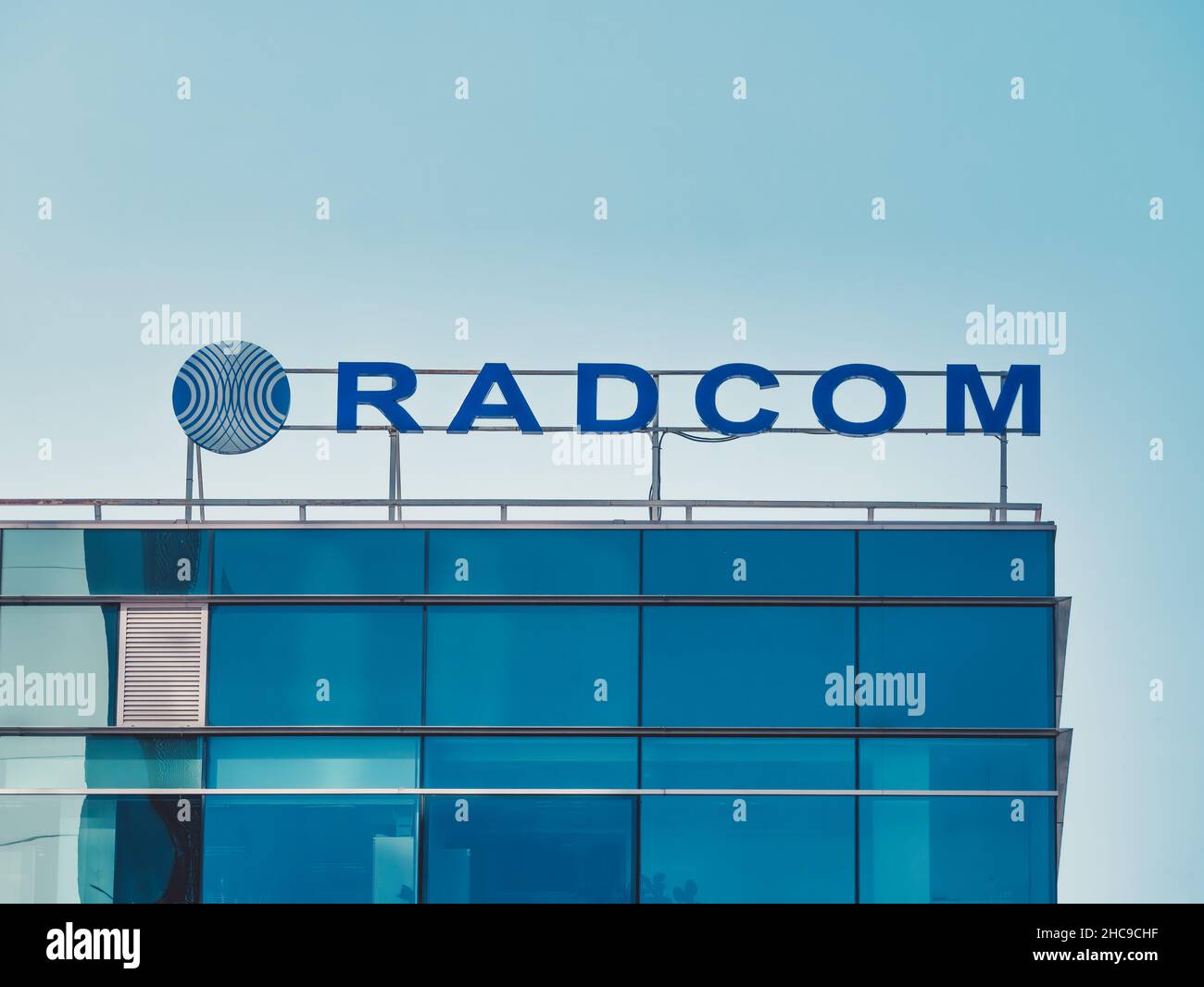 Bucharest, Romania - 10.01.2021: RADCOM Romania logo and sign on a ...