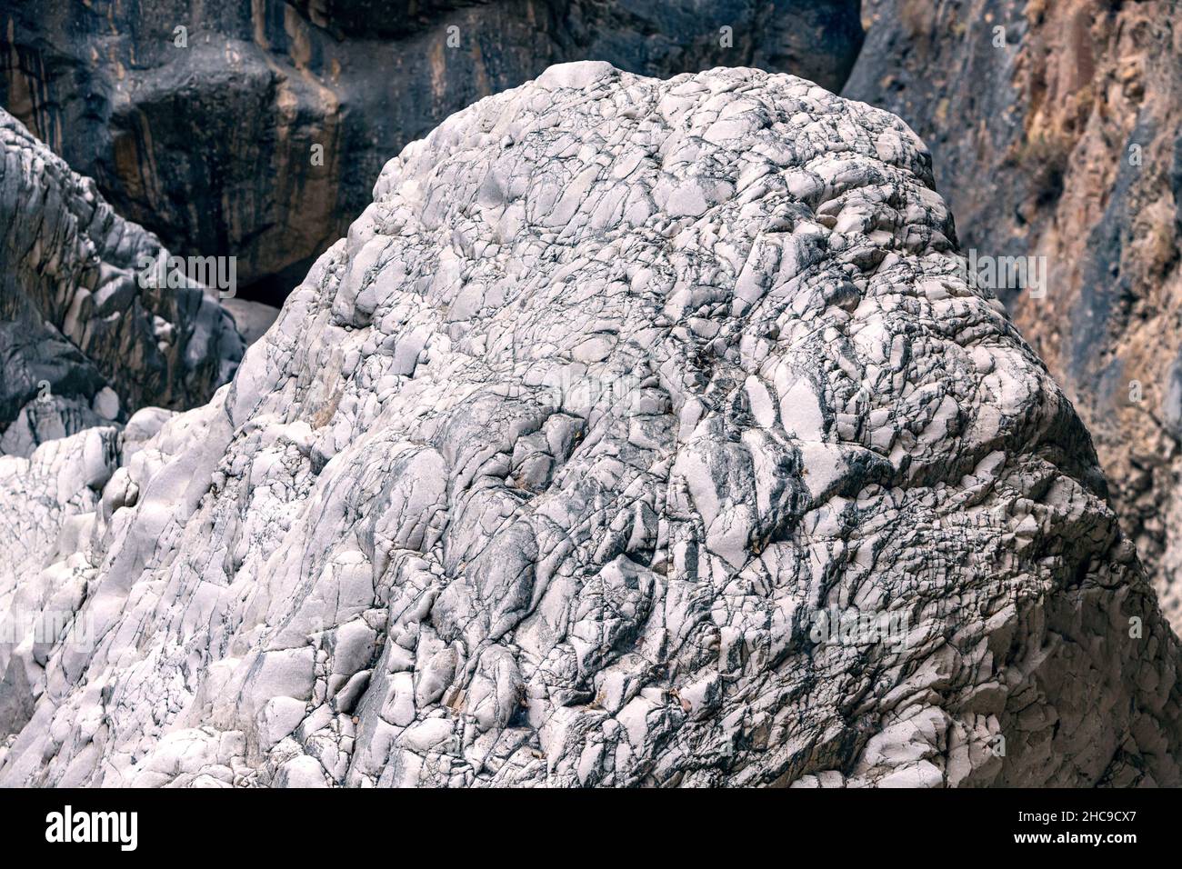 Textured stone surface in a mountain gorge, geology concept Stock Photo ...