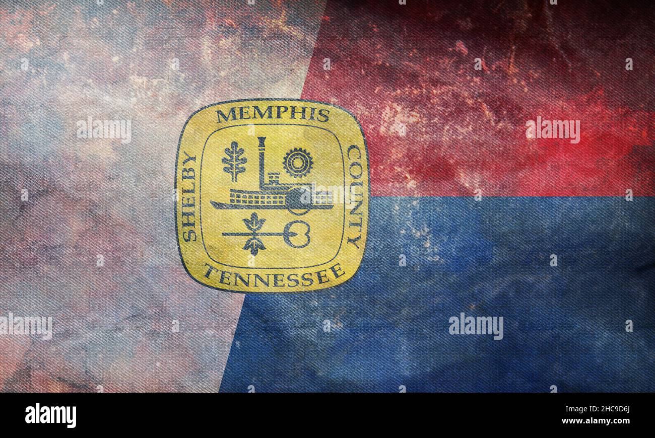 Top view of retro flag of Memphis, Tennessee, untied states of America ...