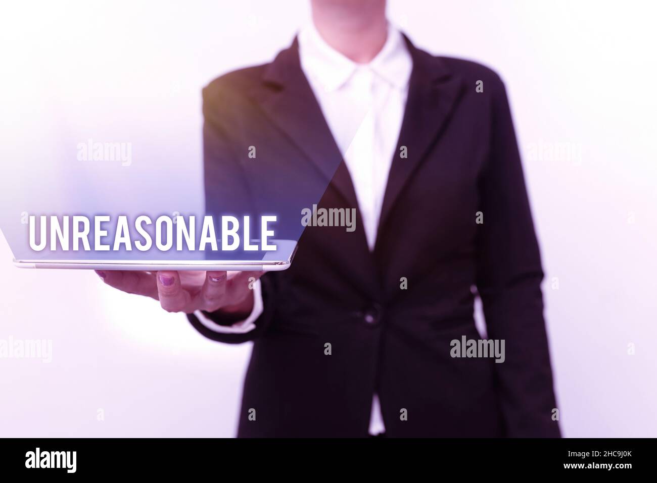 Conceptual display Unreasonable. Word Written on Beyond the limits of ...