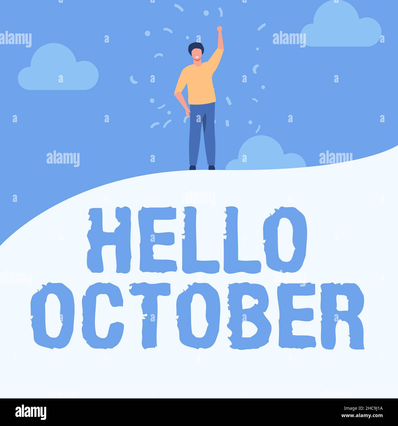 Text sign showing Hello October. Concept meaning Last Quarter Tenth ...