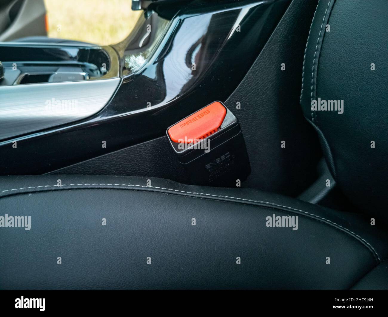 seat belt buckle in a modern car. close-up. road safety Stock Photo - Alamy