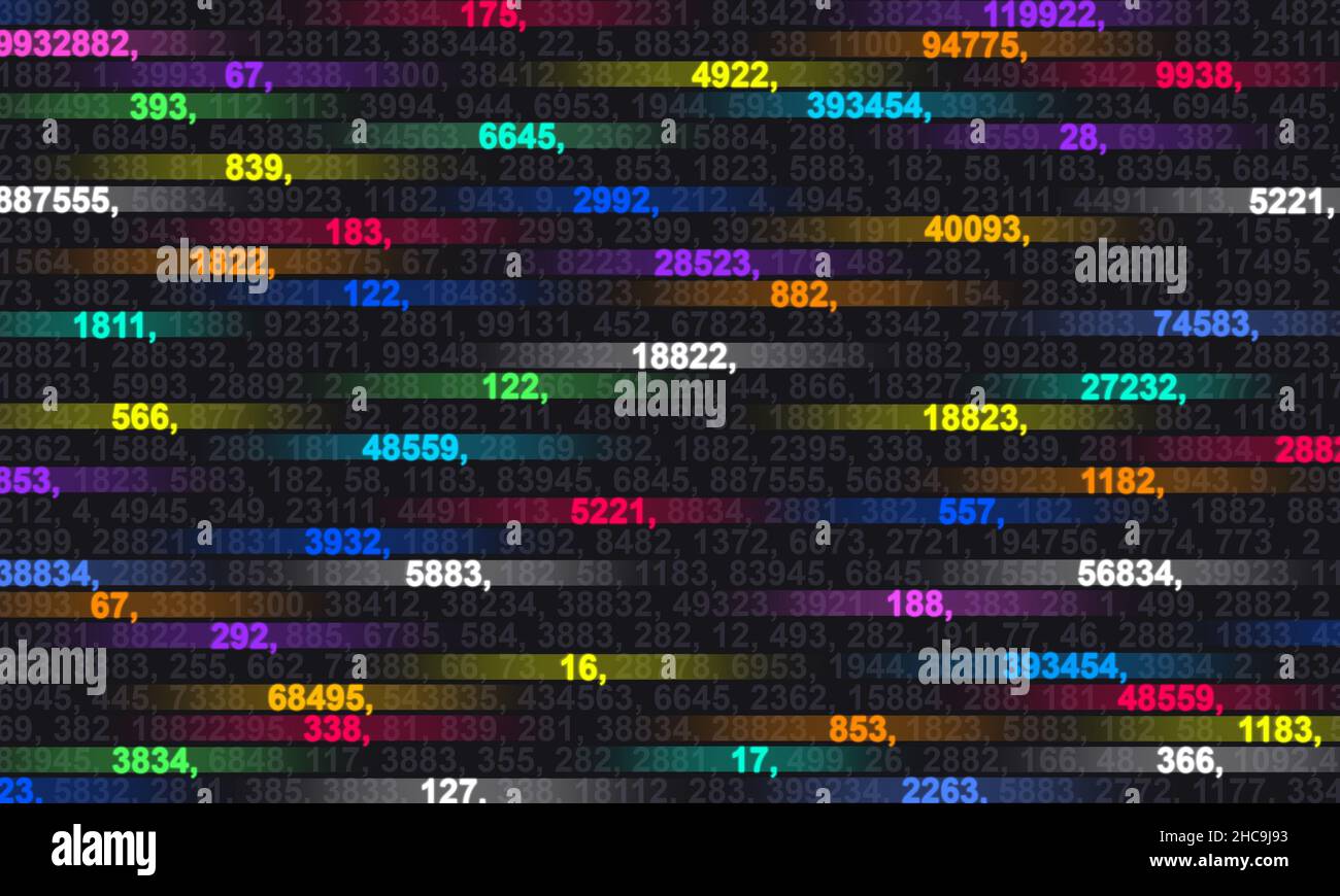An abstract colorful theme with an array of numbers and casually ...