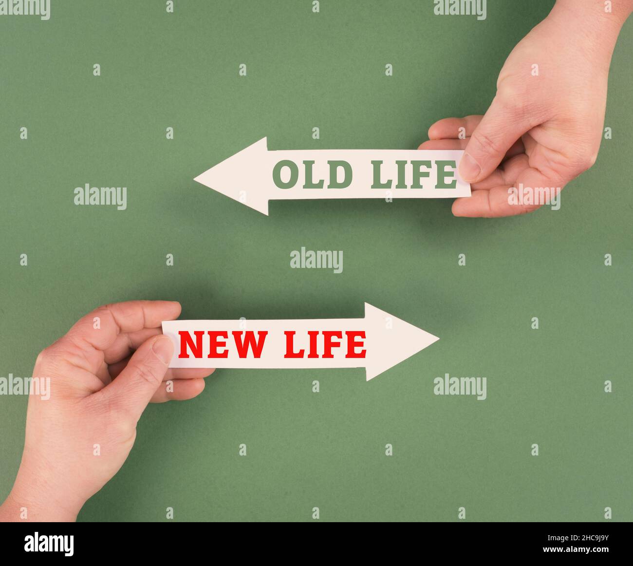 Old and new life concept, choosing a new direction, changing lifestyle ...
