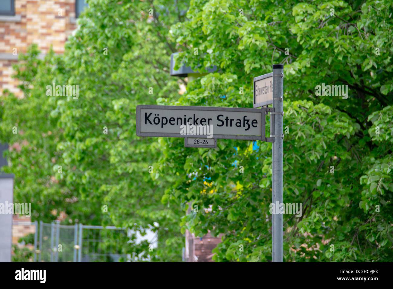 Landscape of Kopenicker strasse street sign in Marzahn Berlin Stock ...