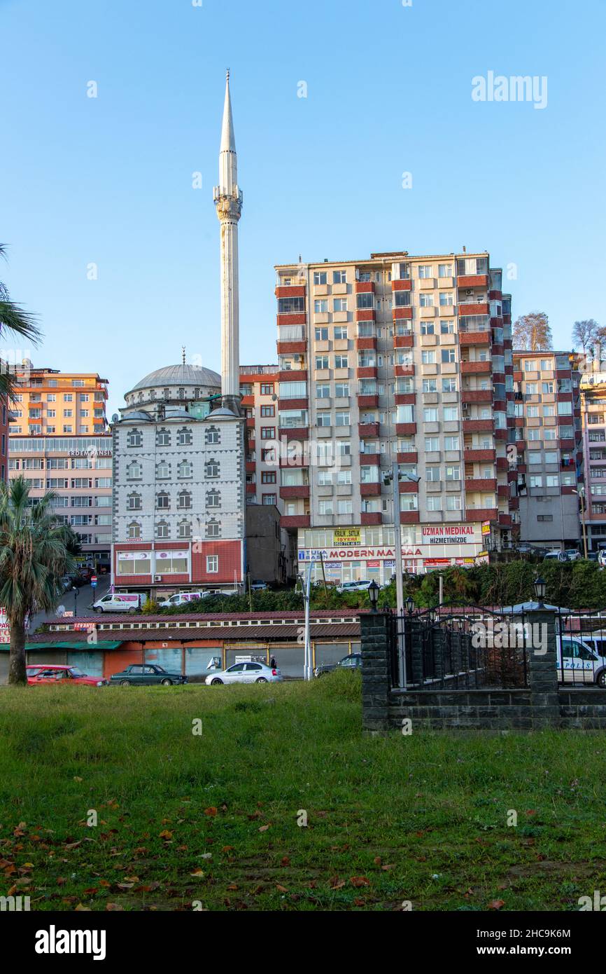 RIZE, TURKEY - November 9, 2021: A view from the city center of Rize ...