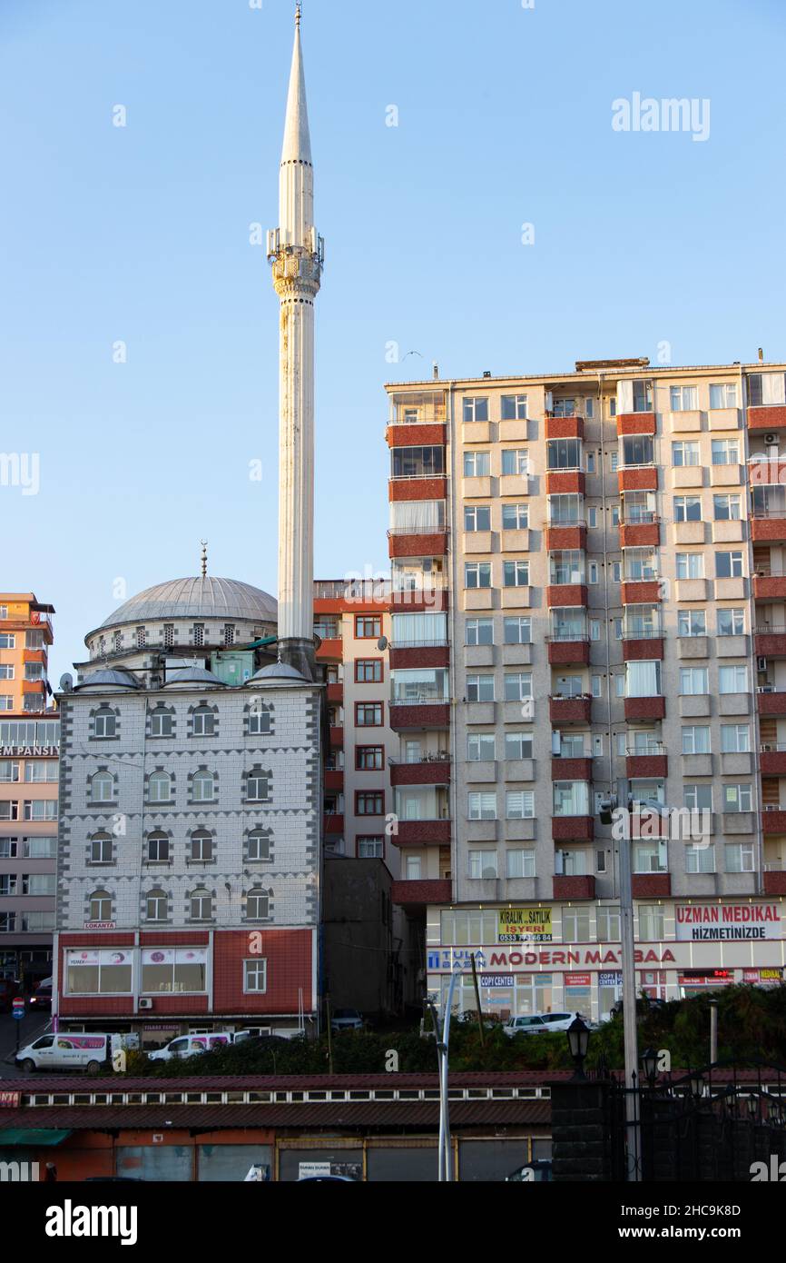 RIZE, TURKEY - November 9, 2021: A view from the city center of Rize ...