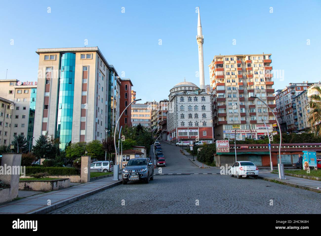 RIZE, TURKEY - November 9, 2021: A view from the city center of Rize ...