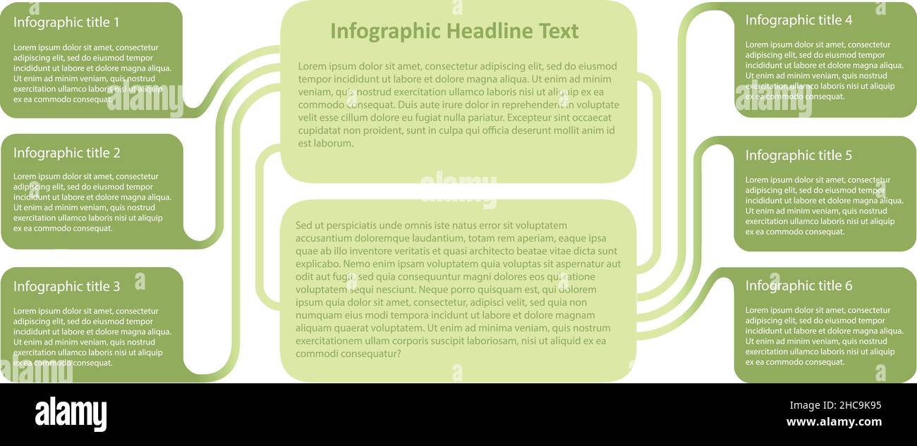 Green color infographic template with two main and six text clouds ...
