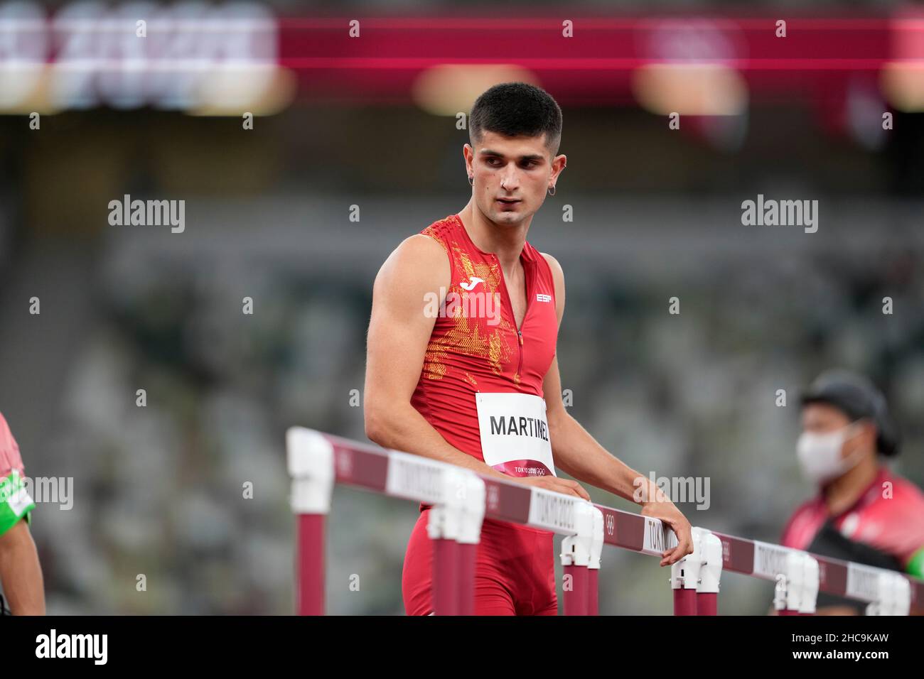 Asier Fernandez participating in the 110 meter hurdles at the 2020 ...