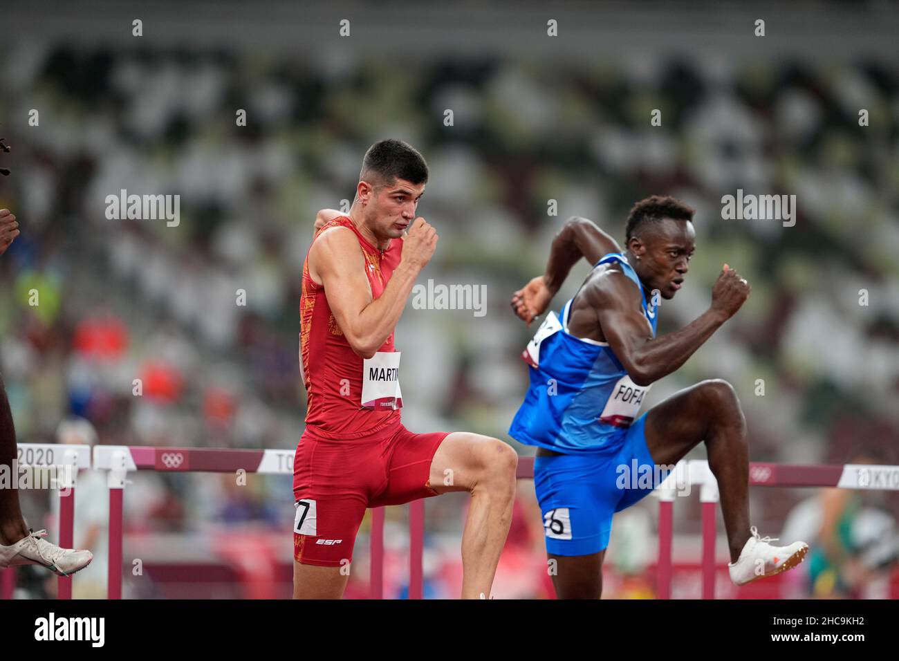 Asier Fernandez participating in the 110 meter hurdles at the 2020 ...