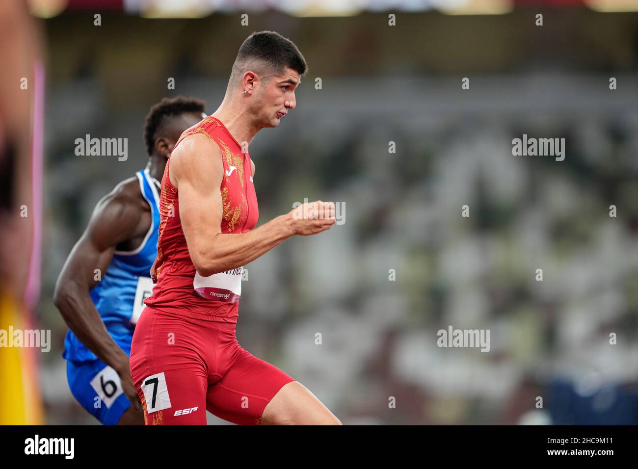 Asier Fernandez participating in the 110 meter hurdles at the 2020 ...