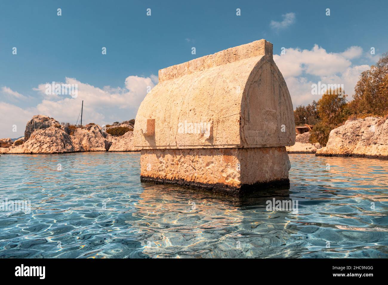 Ancient sunken tomb of the Lycian Greek civilization on the shores of ...
