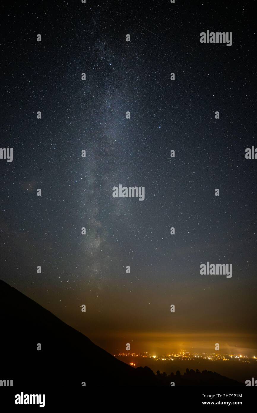 Milky way over Ruthin in the Vale of Clwyd, North Wales Stock Photo - Alamy