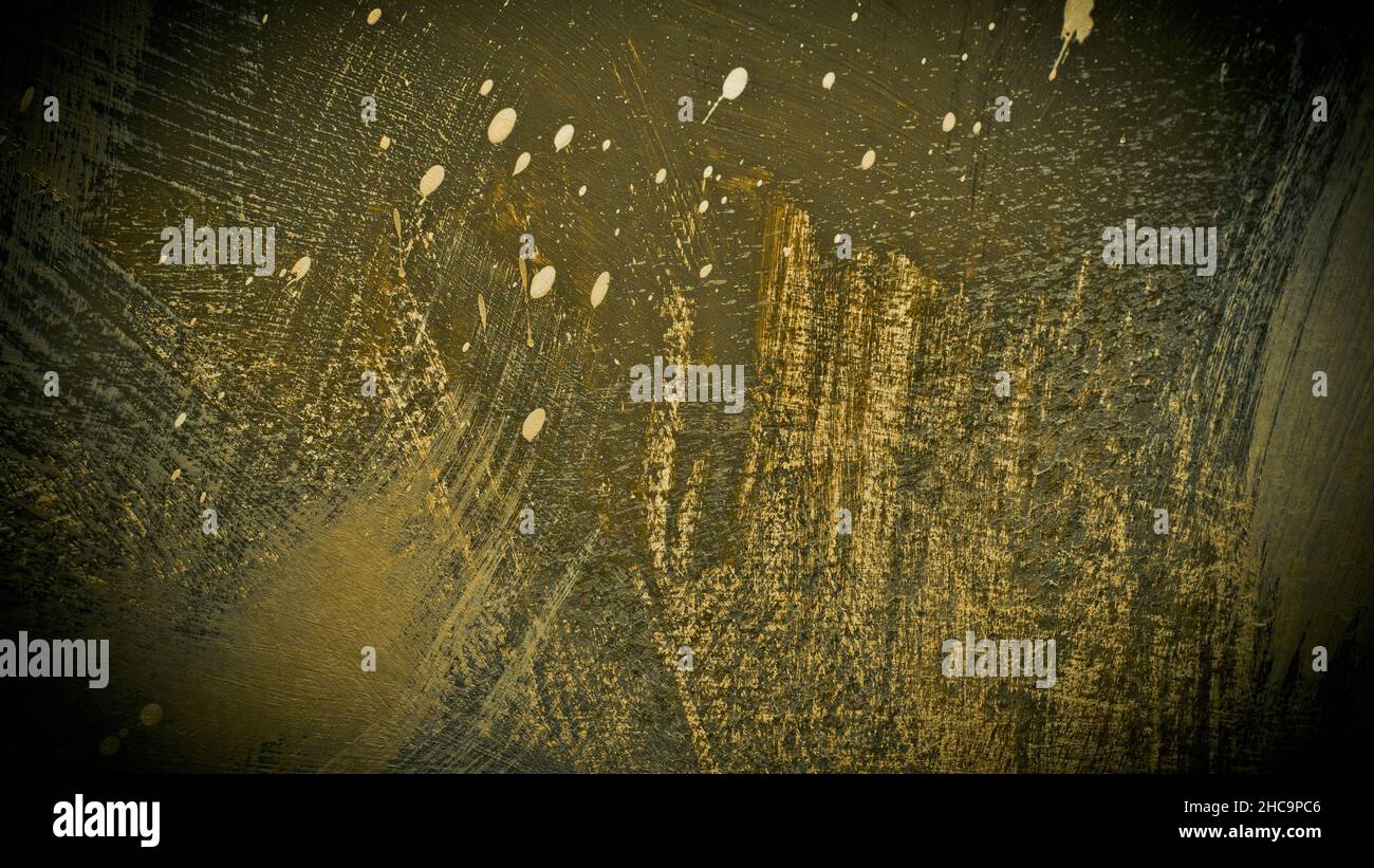 Splashes of acrylic paints on the wall, background with scuffed paint ...