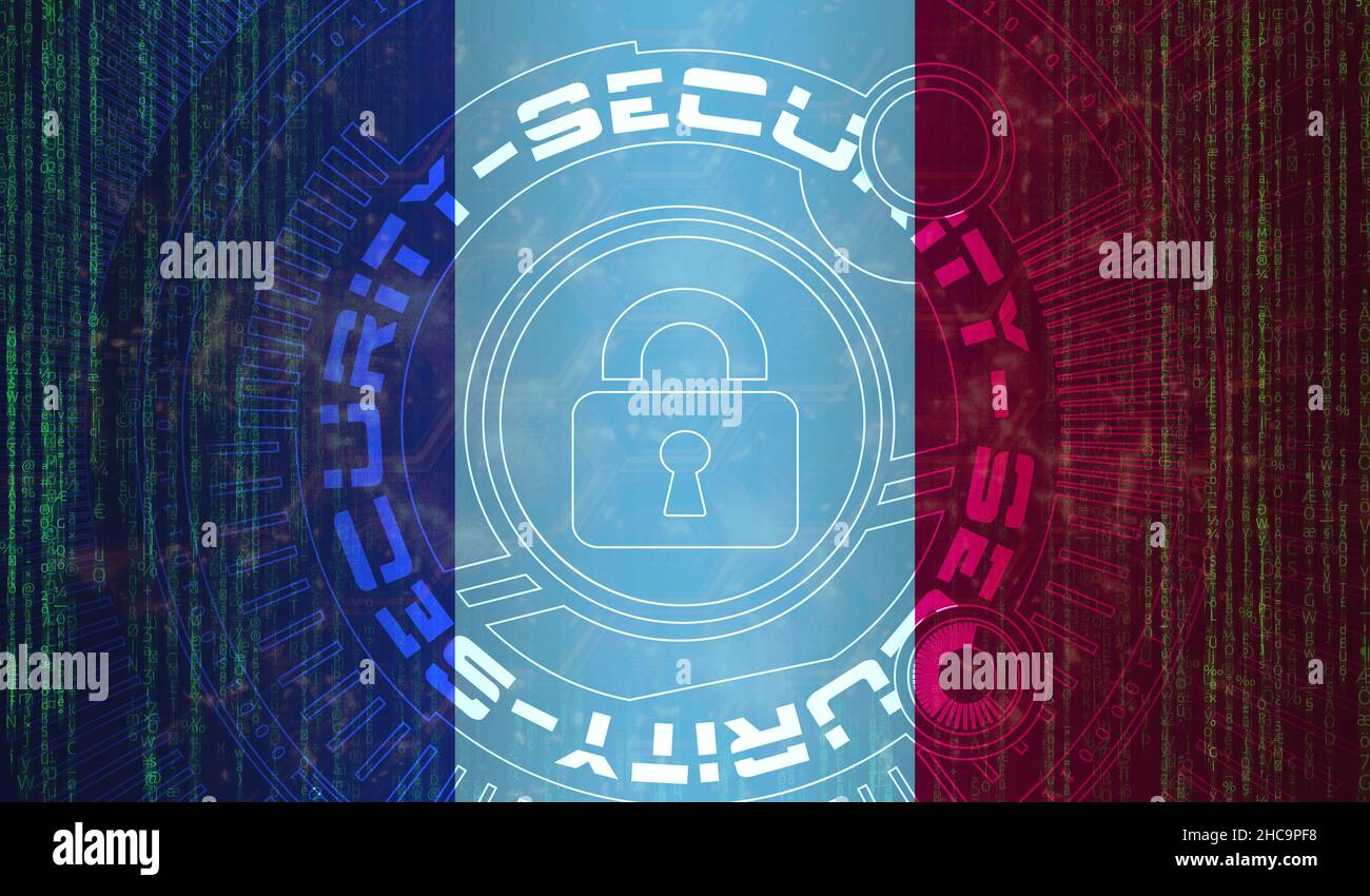 National cyber Security of France on digital background Data protection ...