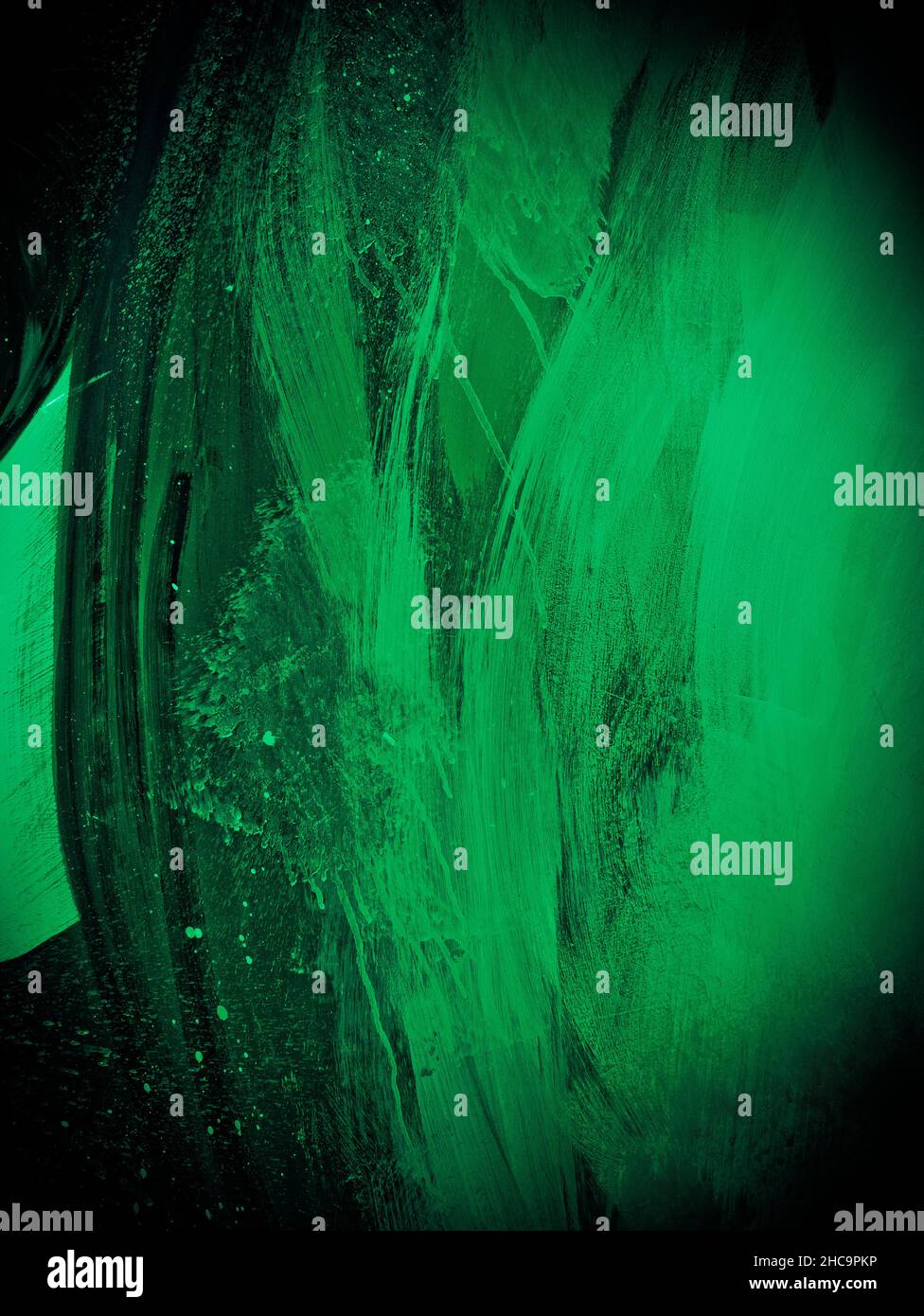 Splashes of acrylic paints on the wall, black and green combination ...