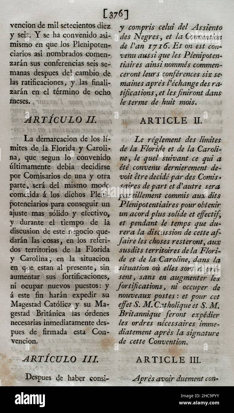 "Convention of Pardo". Treaty between King Philip V of Spain and King ...