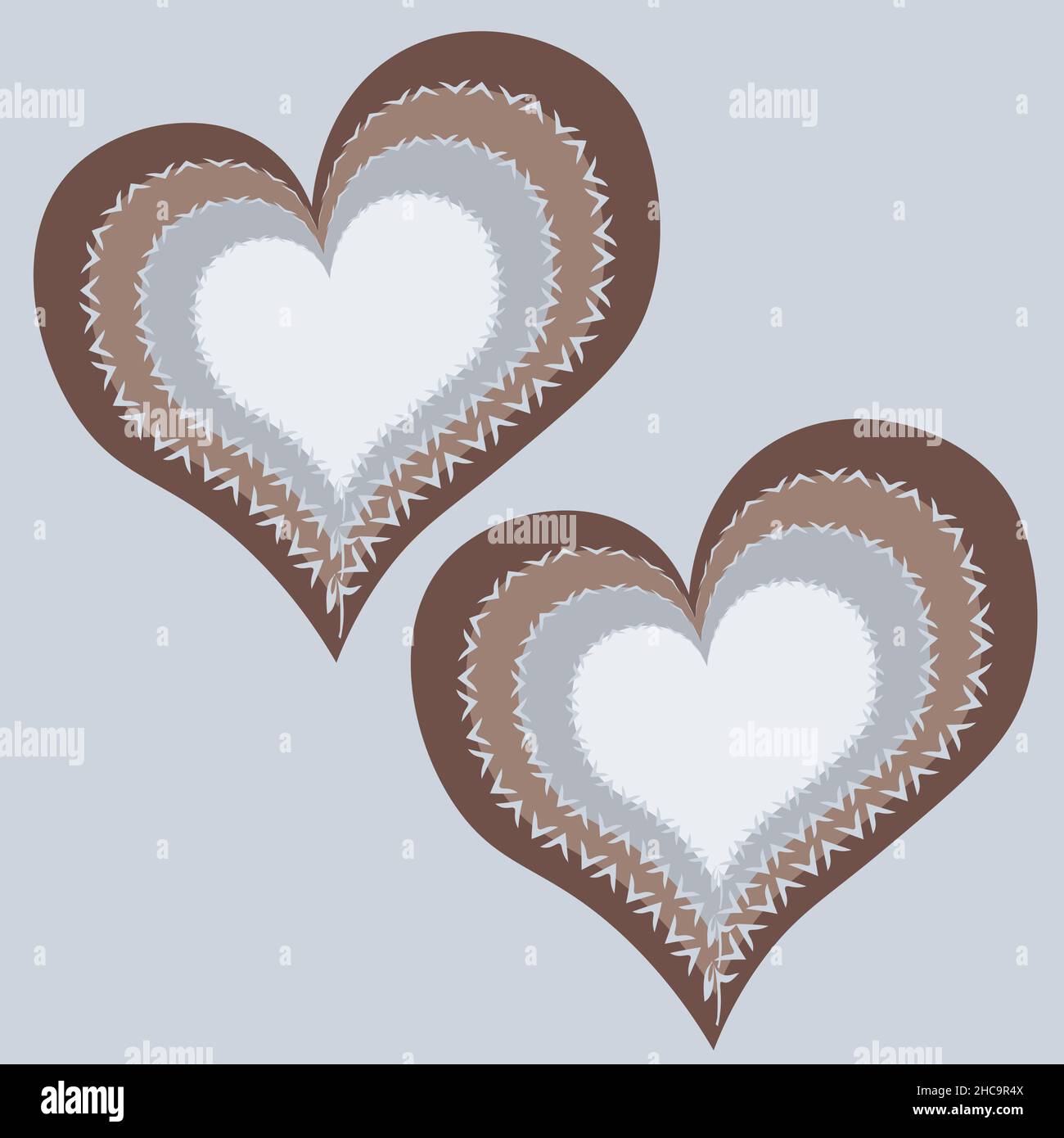 Illustration on a square background - cold hearts - two abstract hearts ...