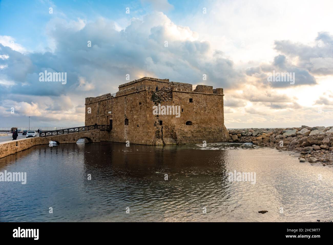 Old Paphos Castle on sunset, Cyprus Stock Photo - Alamy