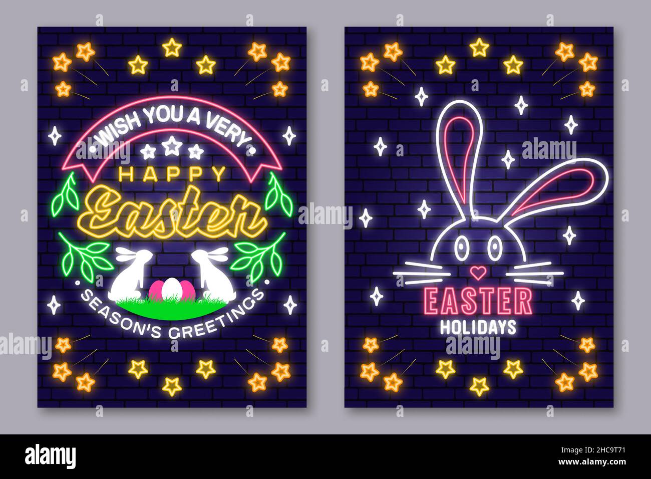Happy Easter neon sign. Vector illustration. Neon design for Easter ...