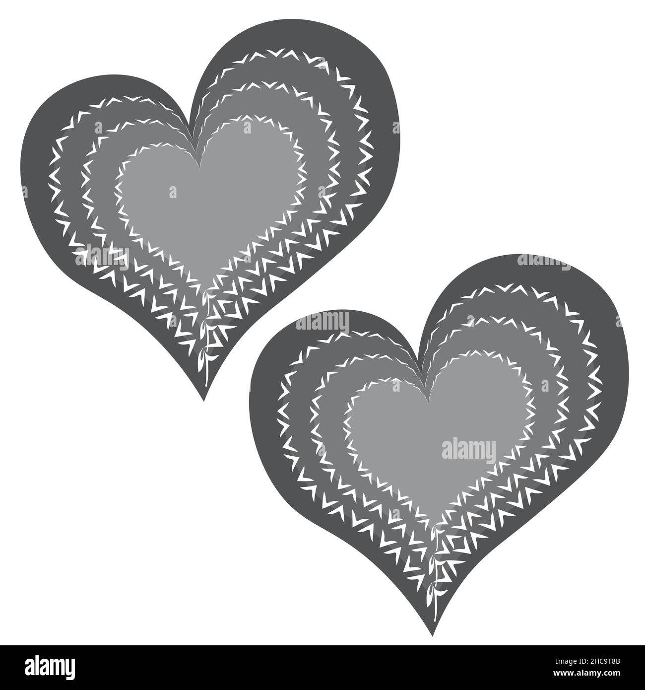 Illustration on a square background - cold hearts - two abstract hearts ...