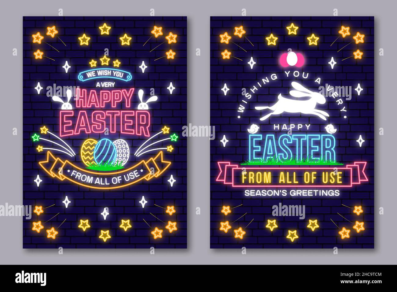 Happy Easter neon sign. Vector illustration. Neon design for Easter ...