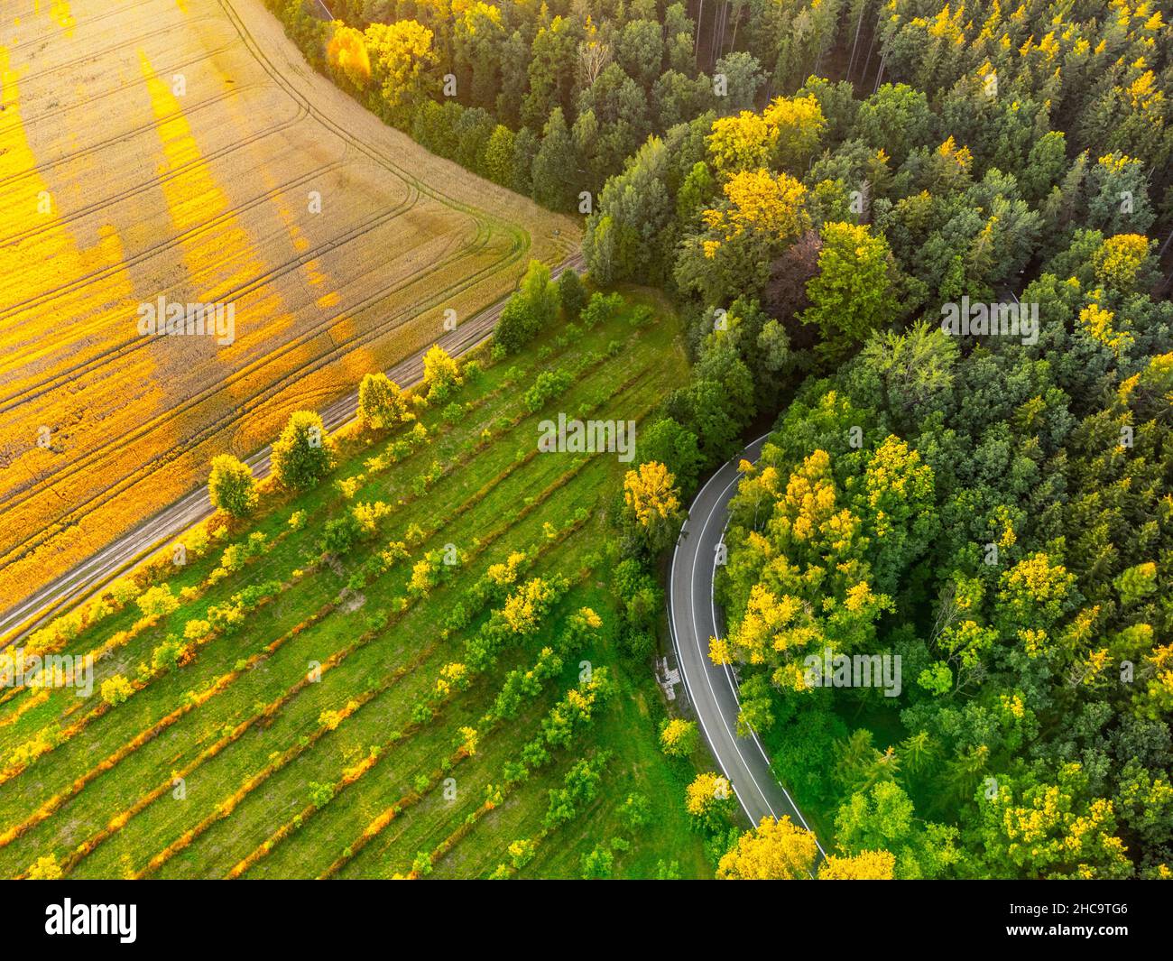 Aerial flying above empty asphalt hi-res stock photography and images ...