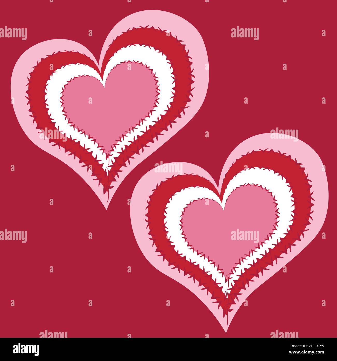 Illustration on a square background - cold hearts - two abstract hearts ...