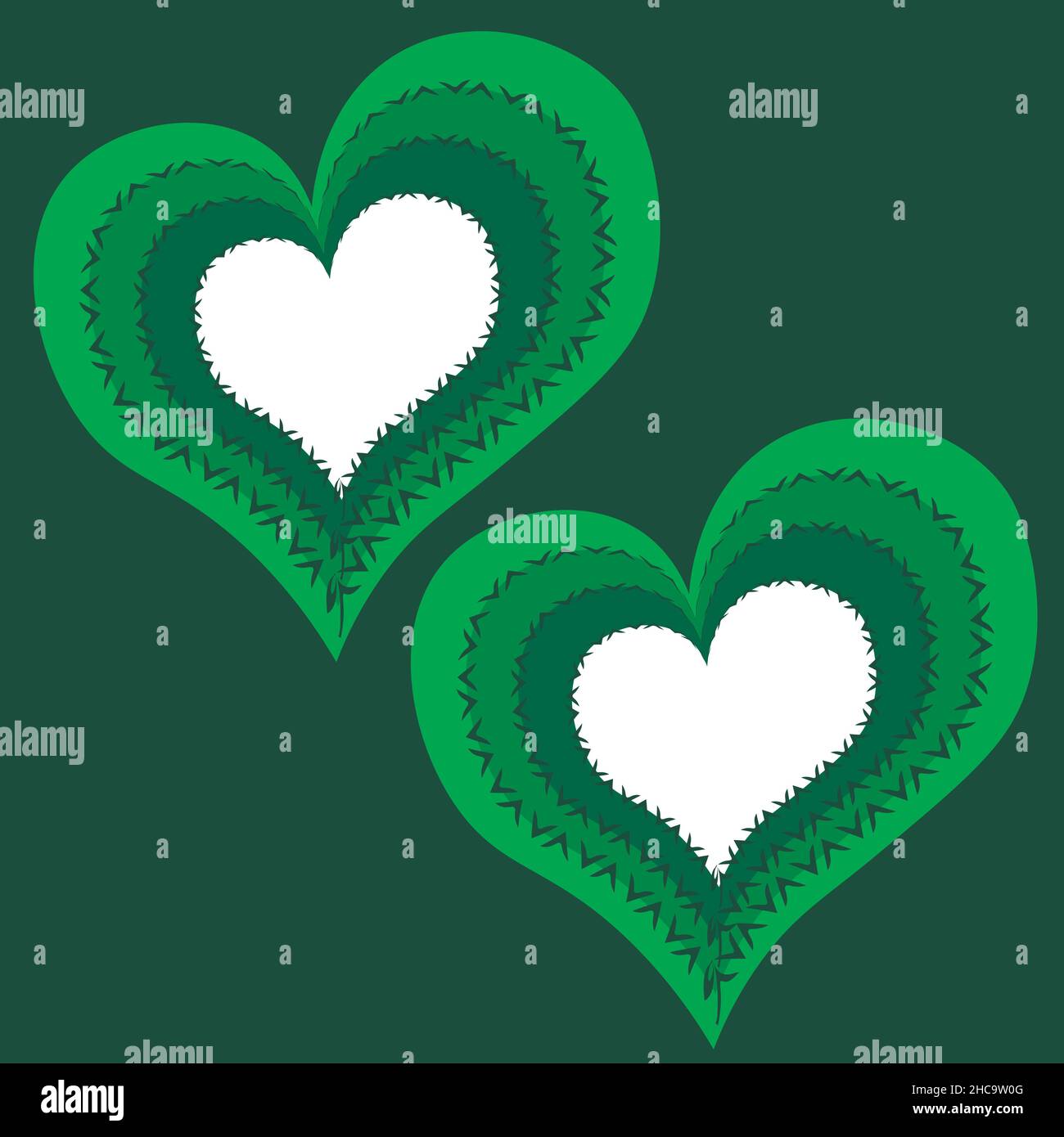 Illustration on a square background - cold hearts - two abstract hearts ...