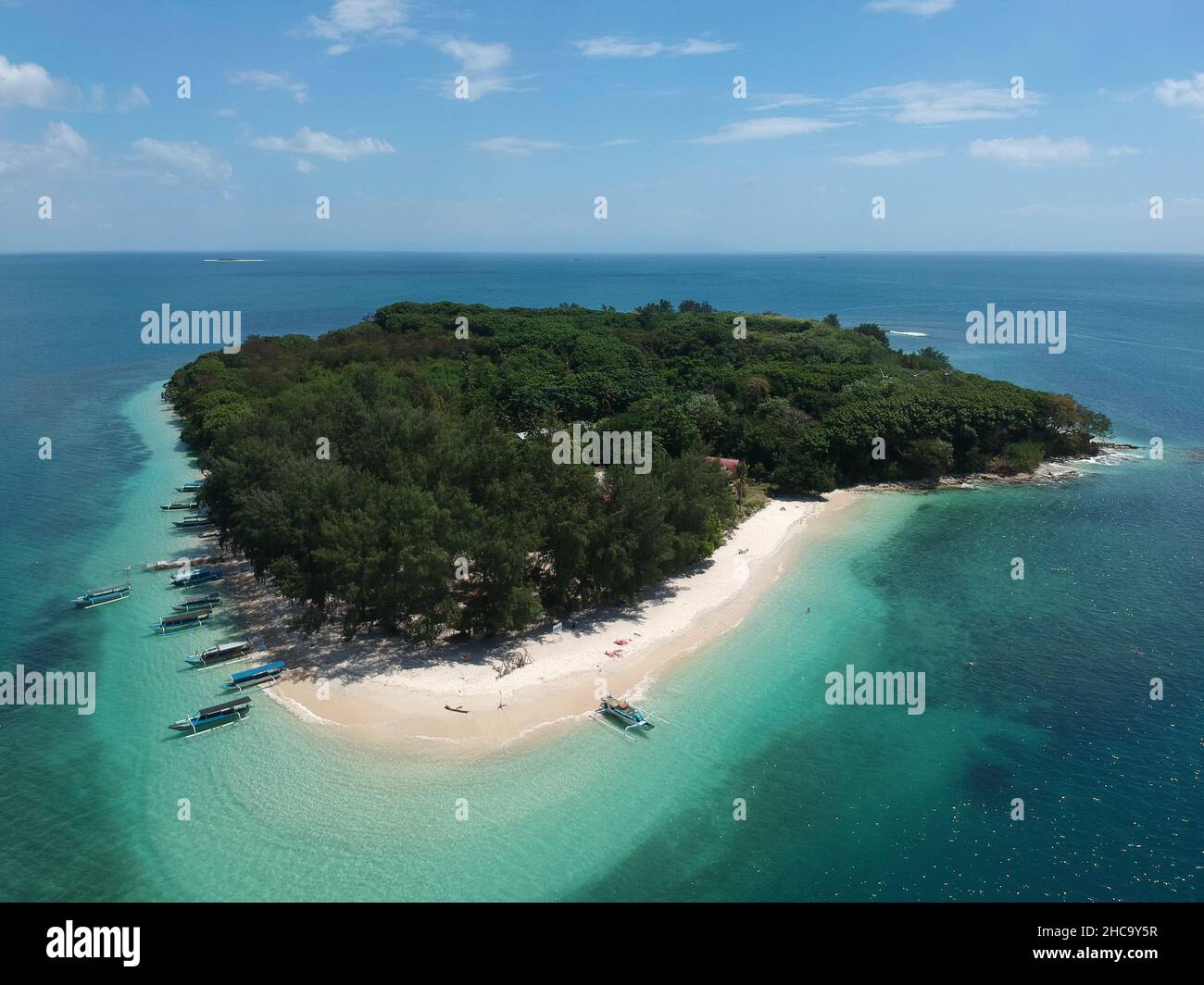 Breathtaking aerial view of Lombok Island in the blue ocean, Indonesia ...