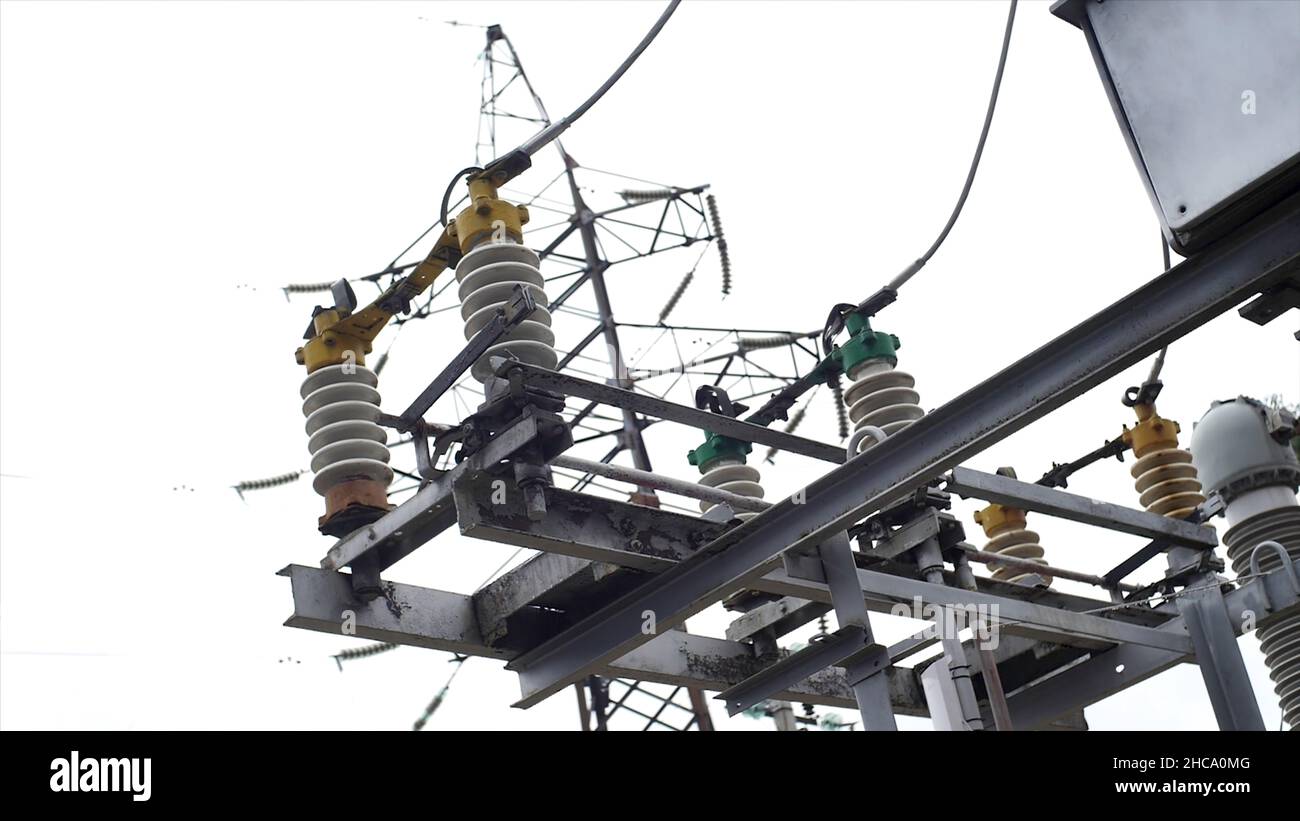 Electrical substation equipment: electricity transmission line ...