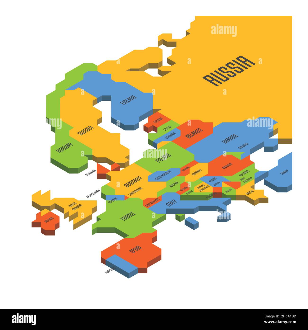 Isometric political map of Europe Stock Vector Image & Art - Alamy