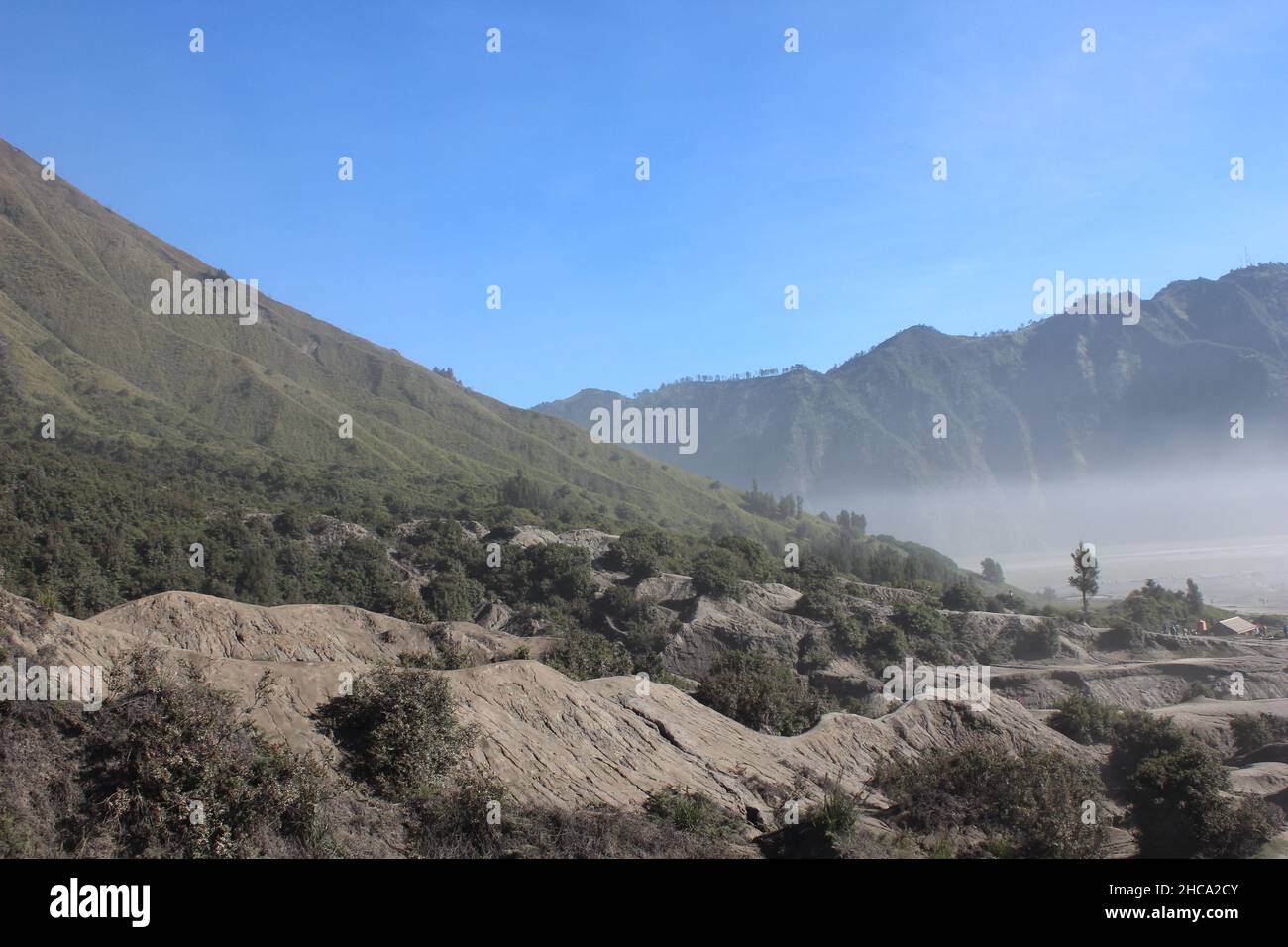 The atmosphere of the sea of sand on Mount Bromo Tengger Bromo Semeru ...