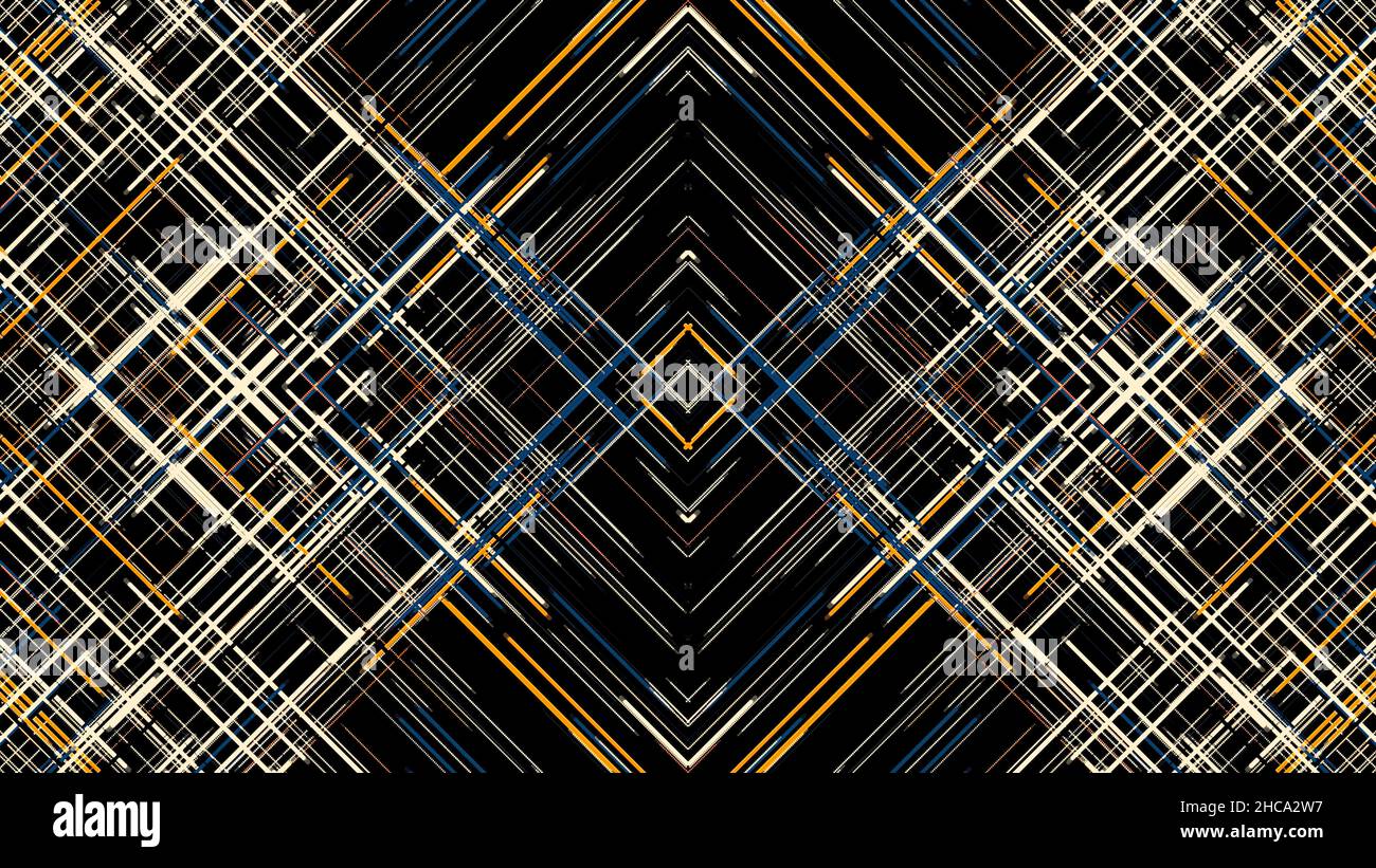 Abstract rhombus frames of yellow color moving on black background ...