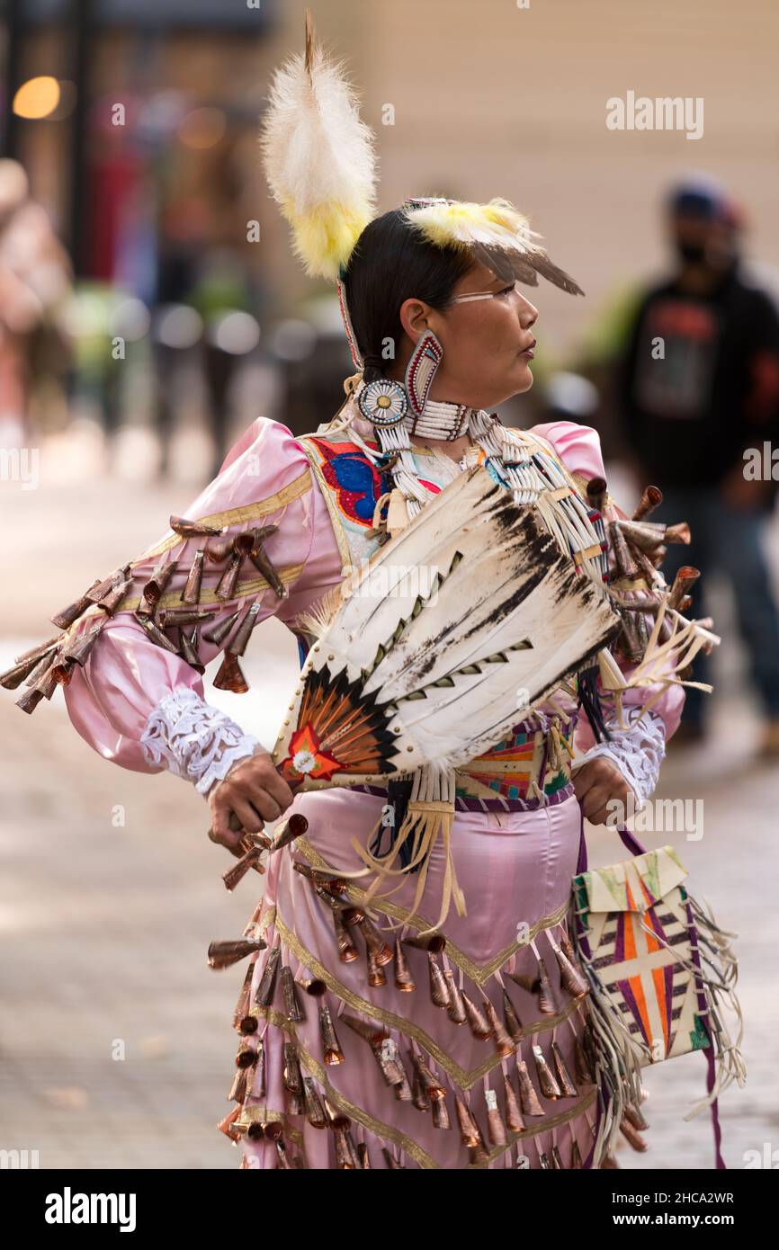 Seattle, USA. 25th Sep, 2021. Late in the day Acosia Red Elk dancing at ...