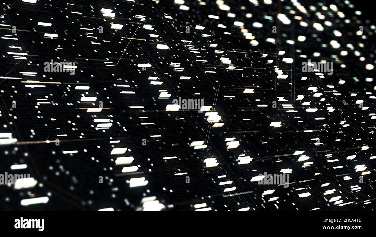Abstract Particle Technological Pattern Monochrome Background Of White
