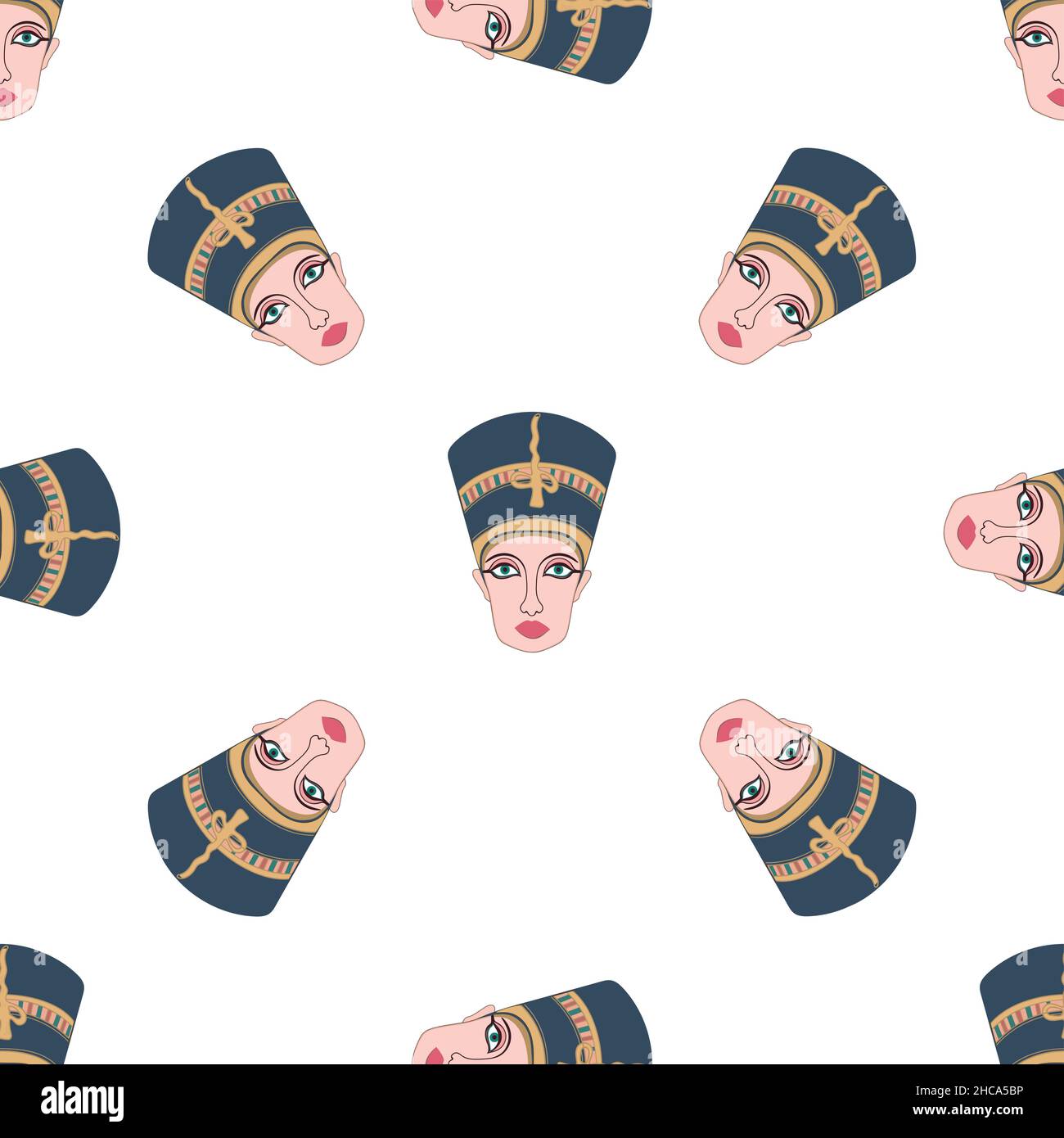 Seamless pattern of hand drawn sketch style portraits of Egyptian ...