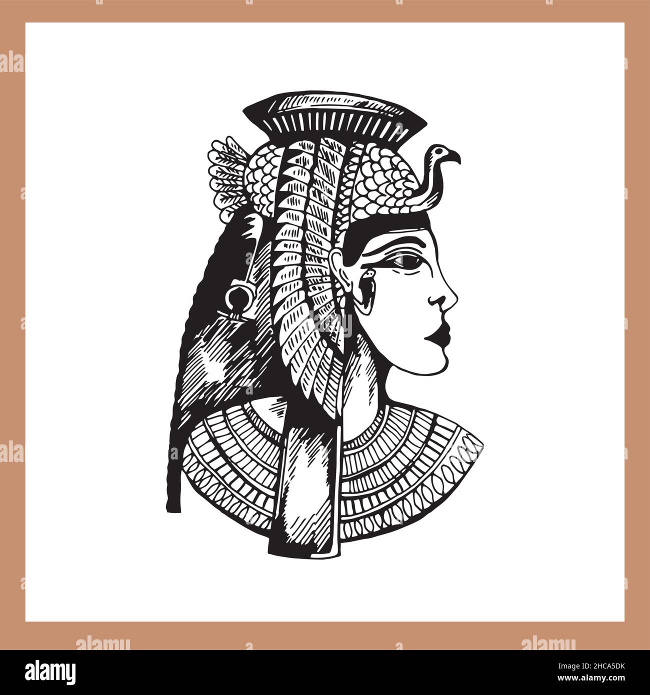 Hand drawn sketch style portraits of Egyptian pharaohs isolated on ...