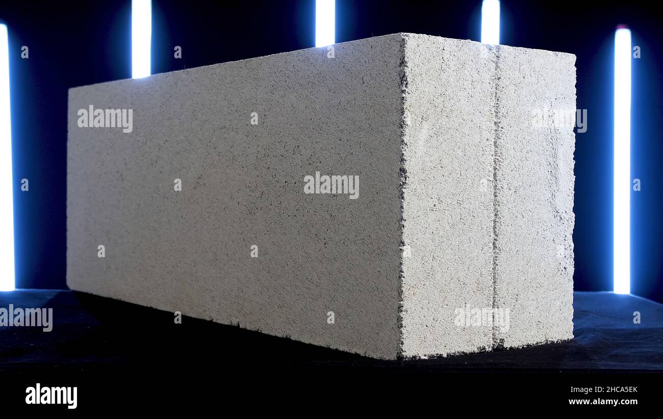 Demonstration of white concrete block on black background with sveral ...