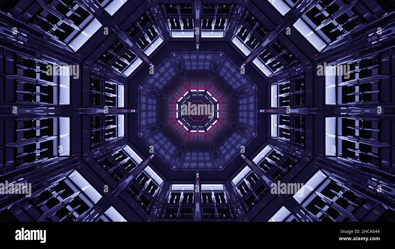 An illustration of an octagon blue geometric mandala Stock Photo - Alamy