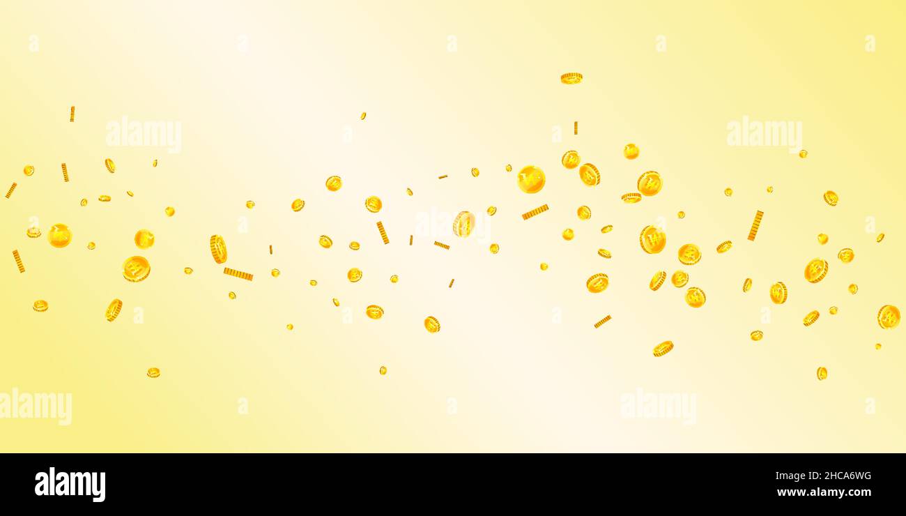Korean won coins falling. Ideal scattered WON coins. Korea money ...