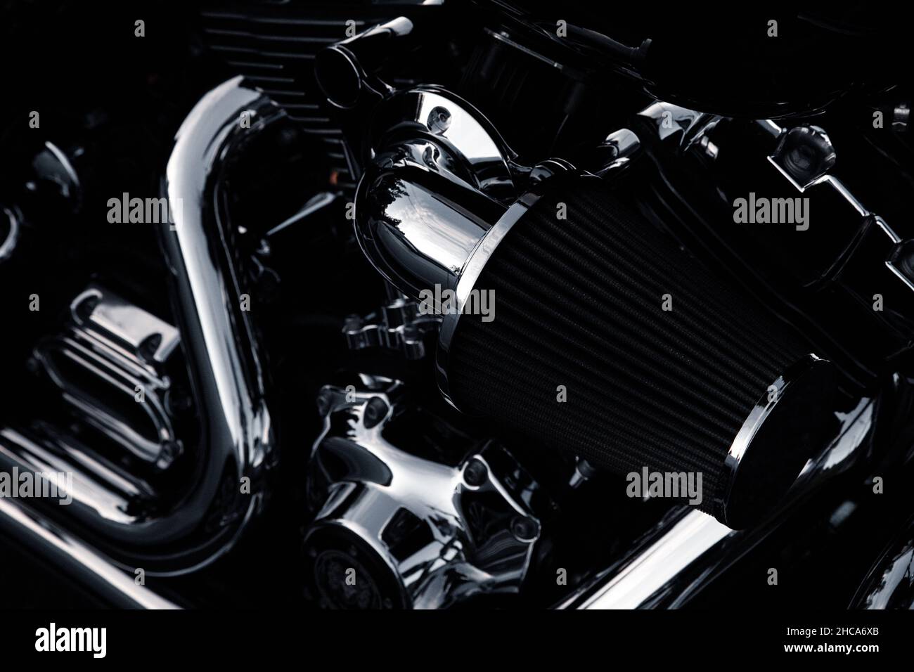 Closeup of the shiny motorcycle engine Stock Photo - Alamy