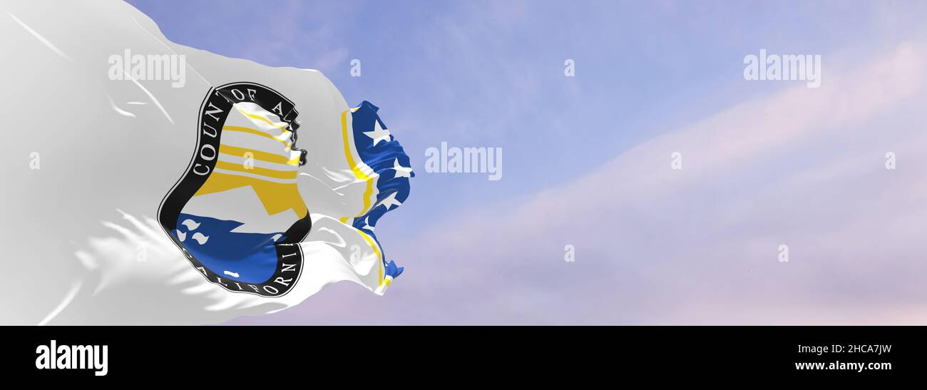 flag of county Alameda, California , USA at cloudy sky background on ...